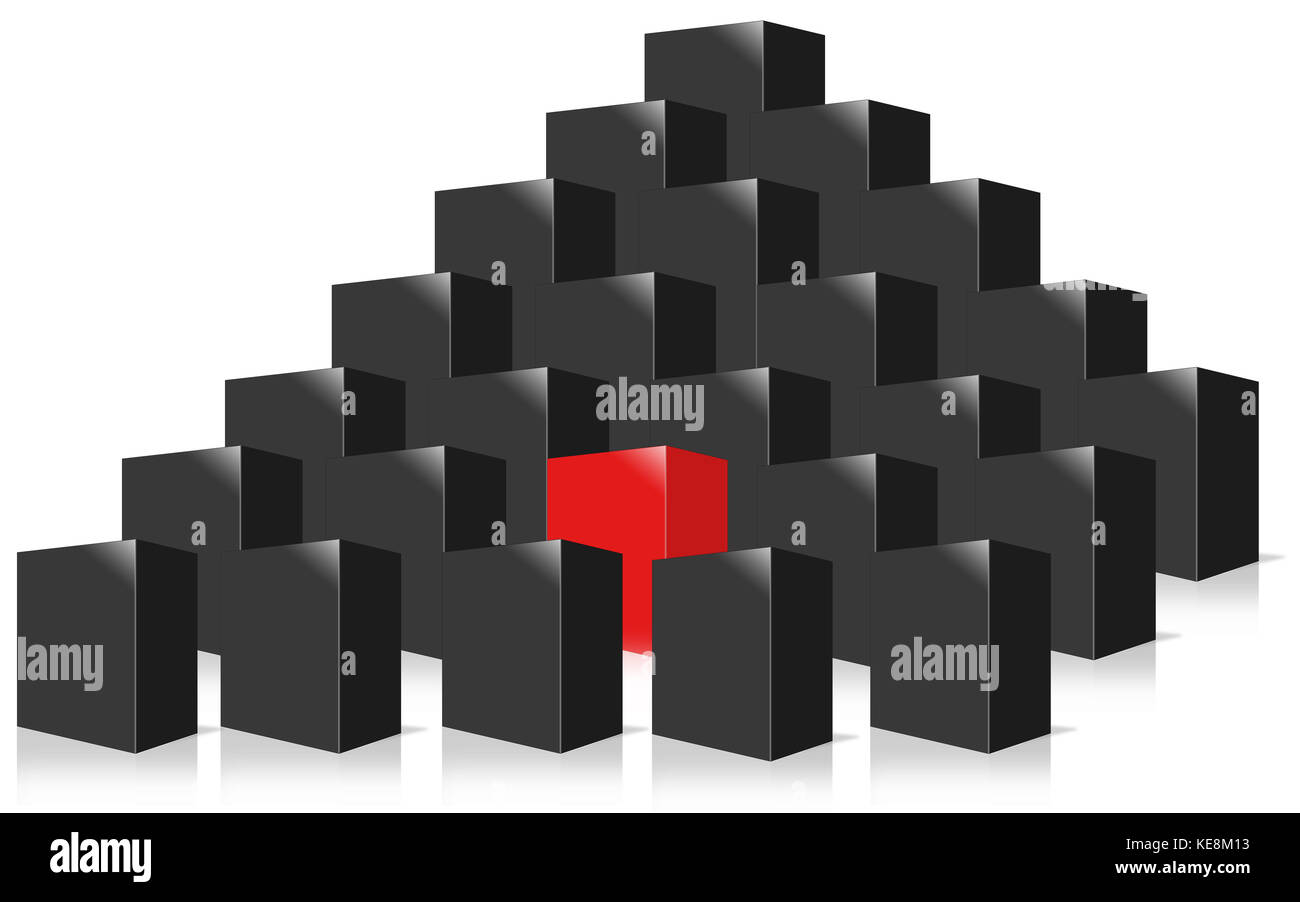 Many box, Only One Red. Isolated on white Stock Photo - Alamy