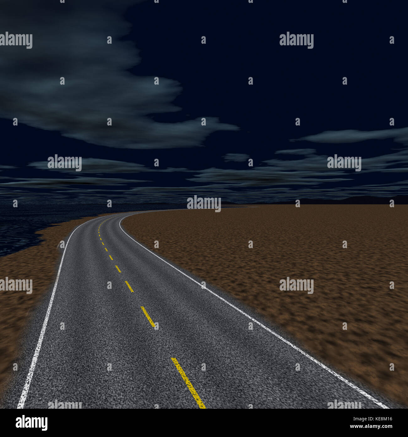 Empty road in a dark night Stock Photo - Alamy