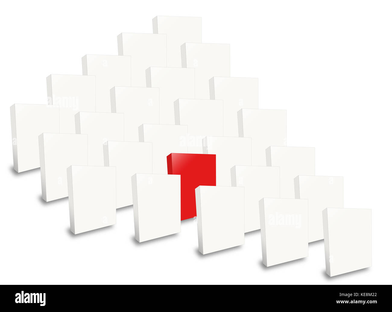 Many box, Only One Red. Isolated on white Stock Photo - Alamy