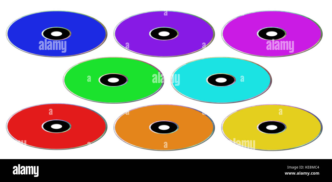 Many Colorful DVD's. Multimedia disks. Isolated on white Stock Photo ...
