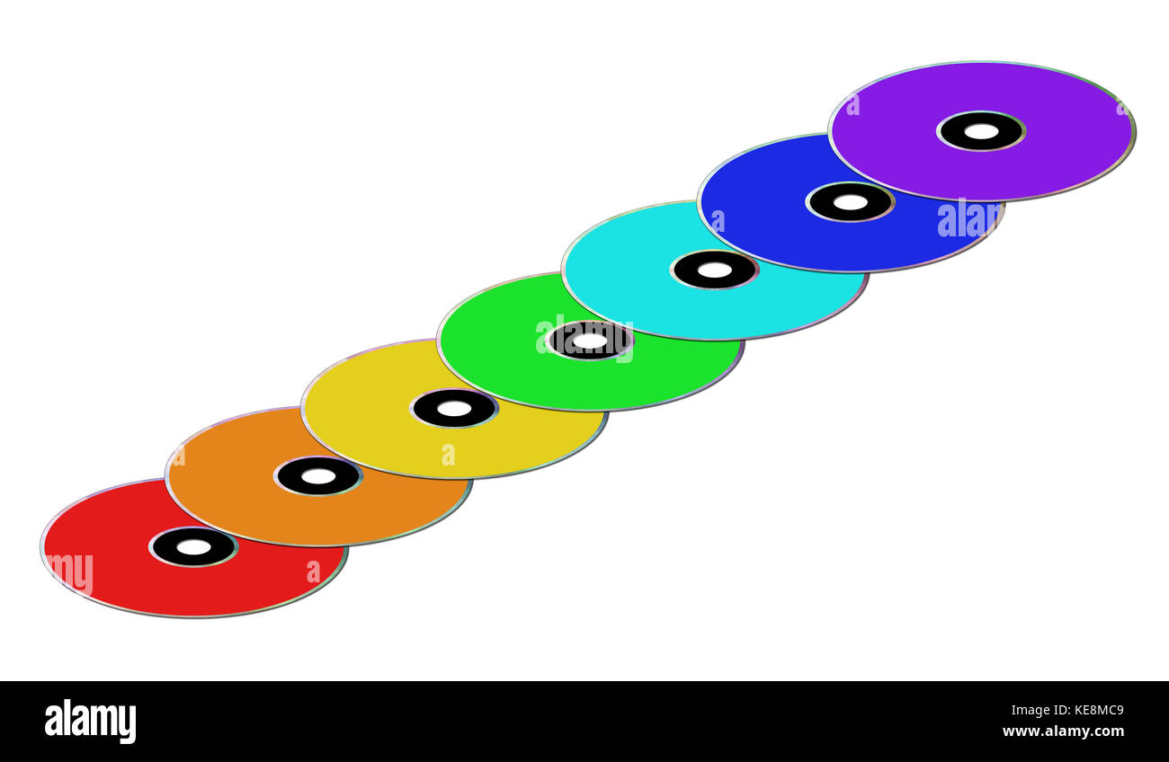 Many Colorful DVD's. Multimedia disks. Isolated on white Stock Photo ...