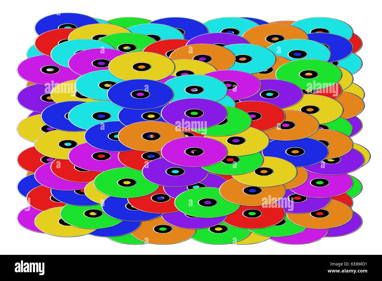 Many Colorful DVD's. Multimedia disks. Isolated on white Stock Photo ...