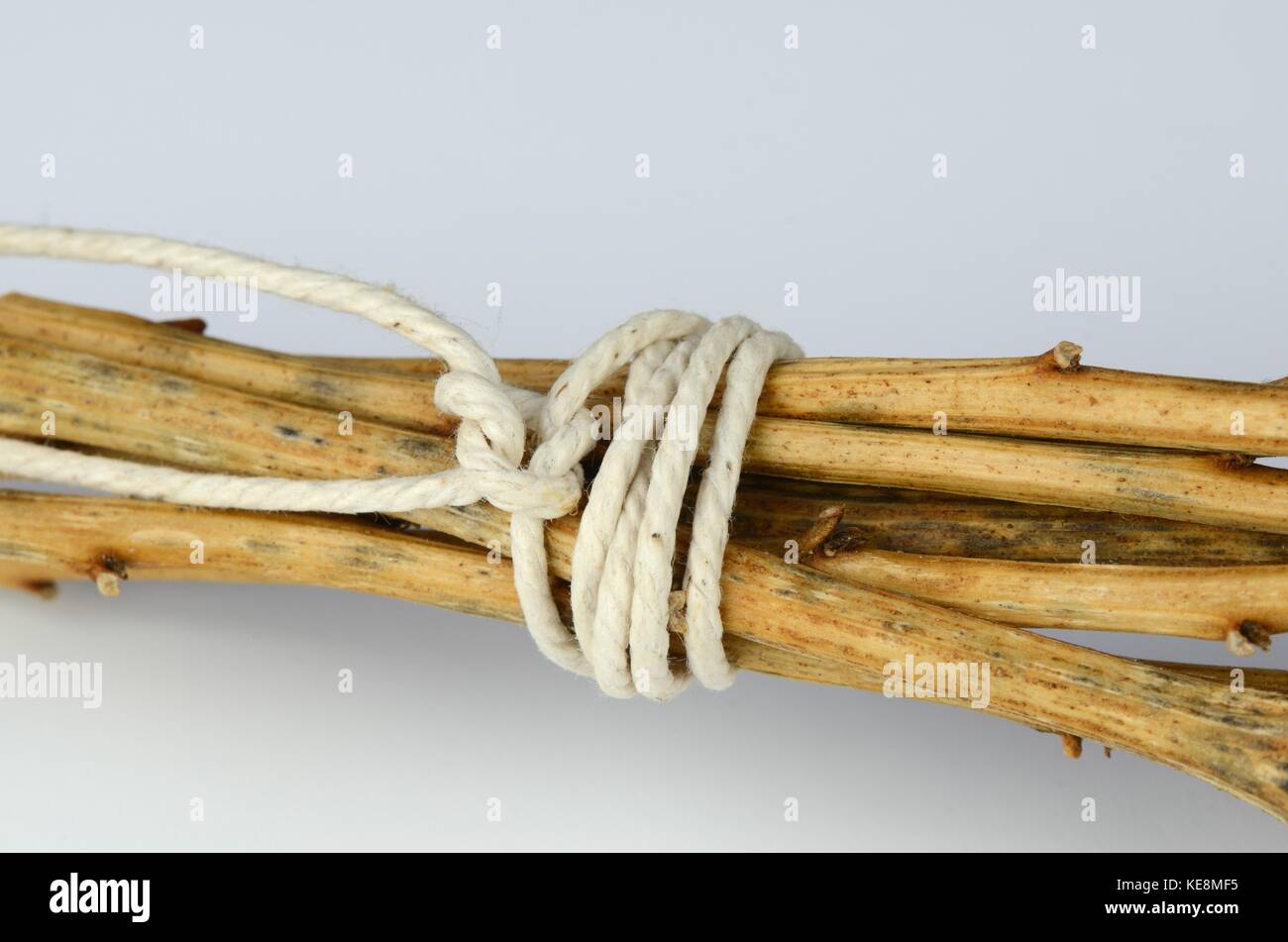 Close up of twigs tied with string Stock Photo - Alamy