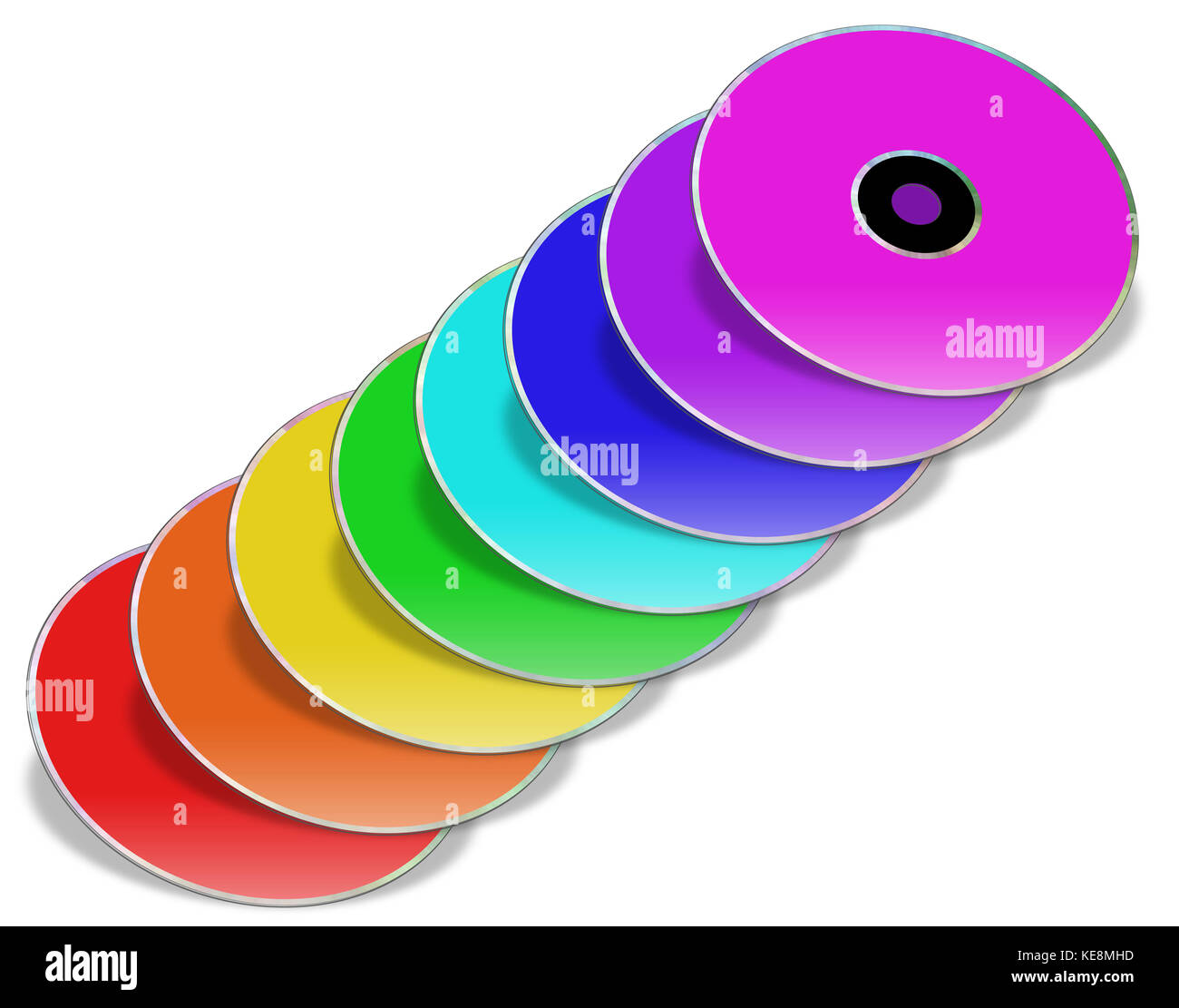 Many Colorful DVD's. Multimedia disks. Isolated on white Stock Photo ...