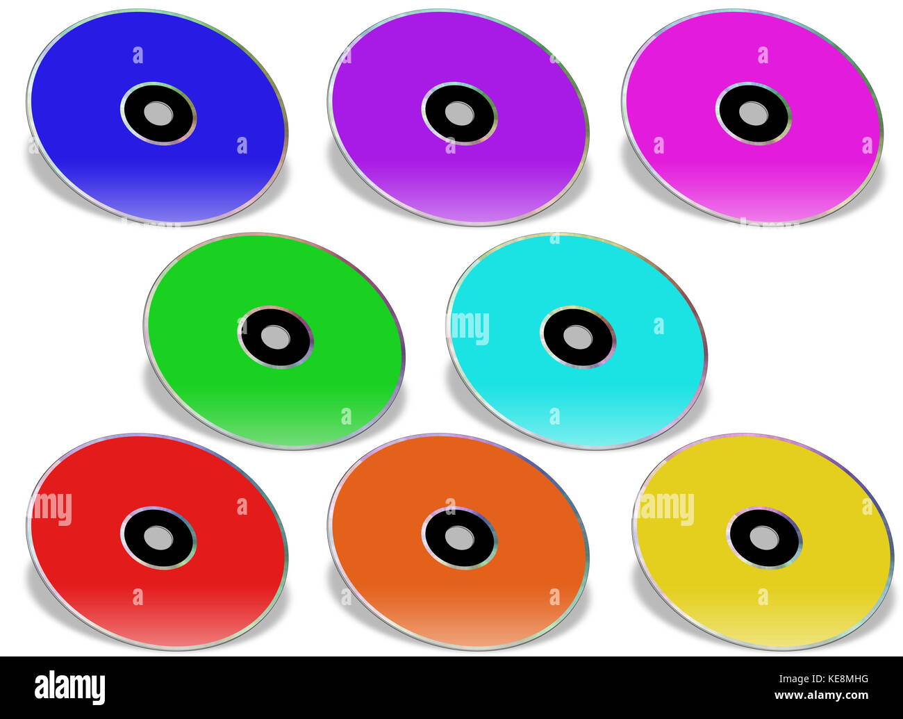 Many Colorful DVD's. Multimedia disks. Isolated on white Stock Photo ...