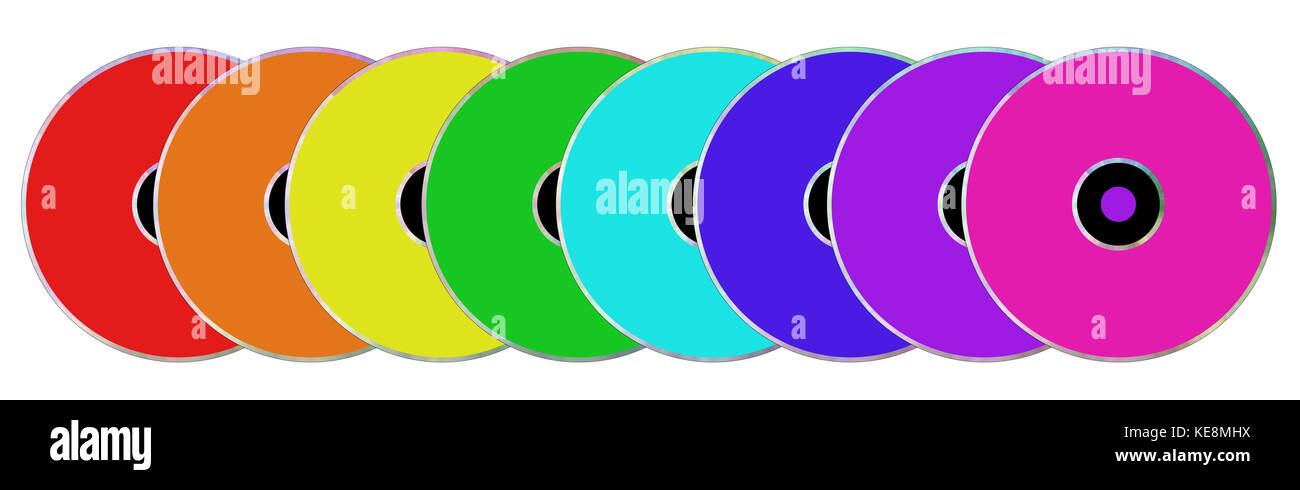 Many Colorful DVD's. Multimedia disks. Isolated on white Stock Photo ...