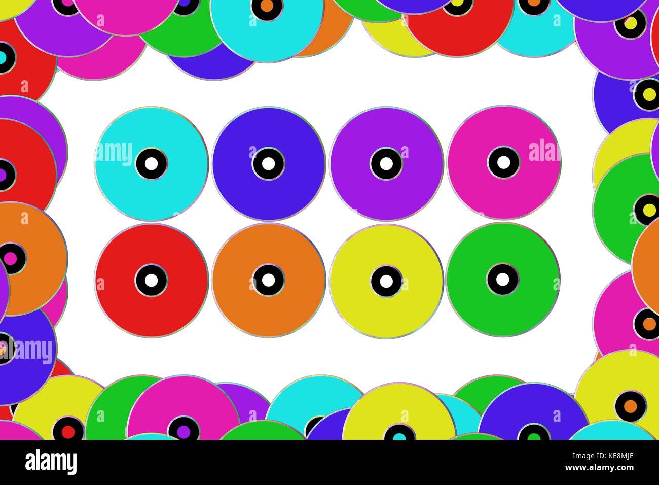 Frame made from Colorful DVD's. Isolated on white Stock Photo - Alamy