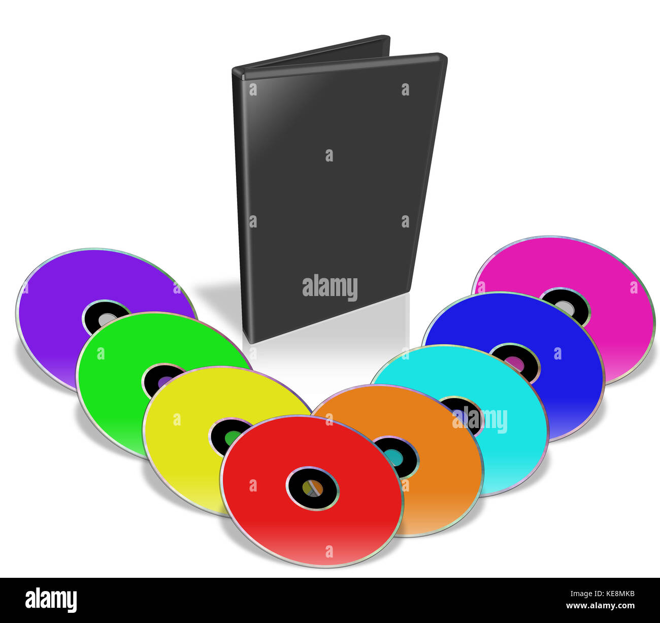 Many Colorful DVD's. Multimedia disks and DVD Case. Isolated on white ...