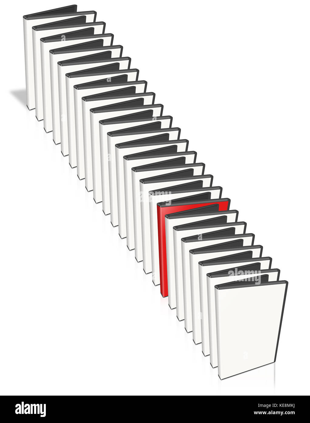 Many DVD Case, Only One Red. Isolated on white Stock Photo - Alamy