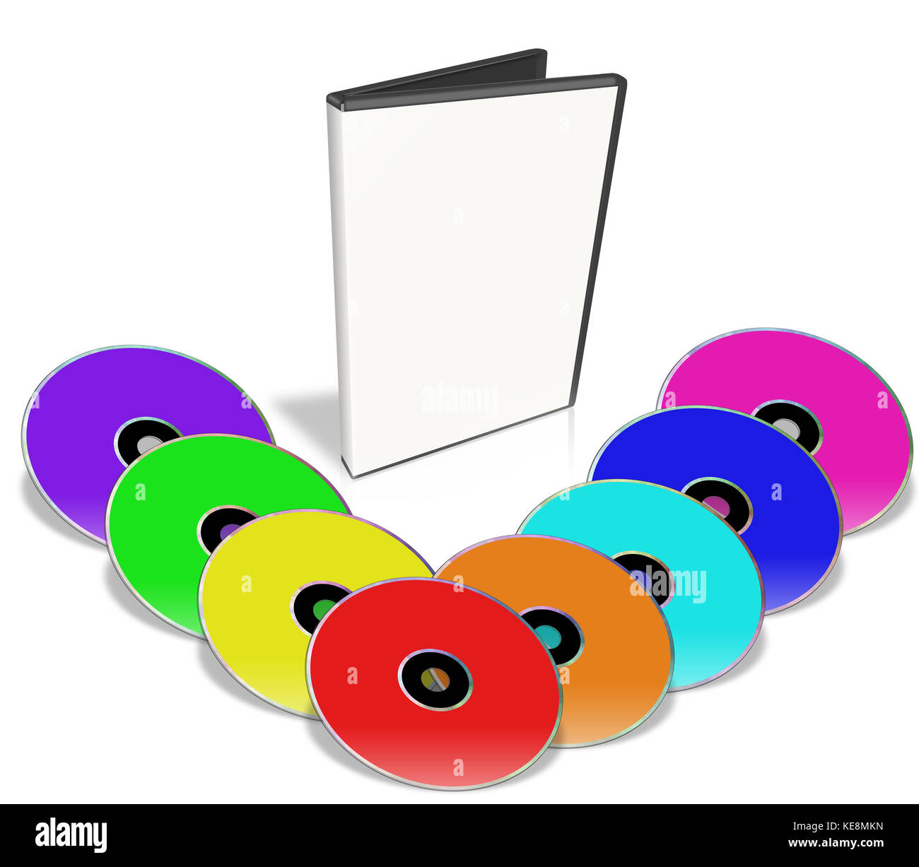 Many Colorful DVD's. Multimedia disks and DVD Case. Isolated on white ...