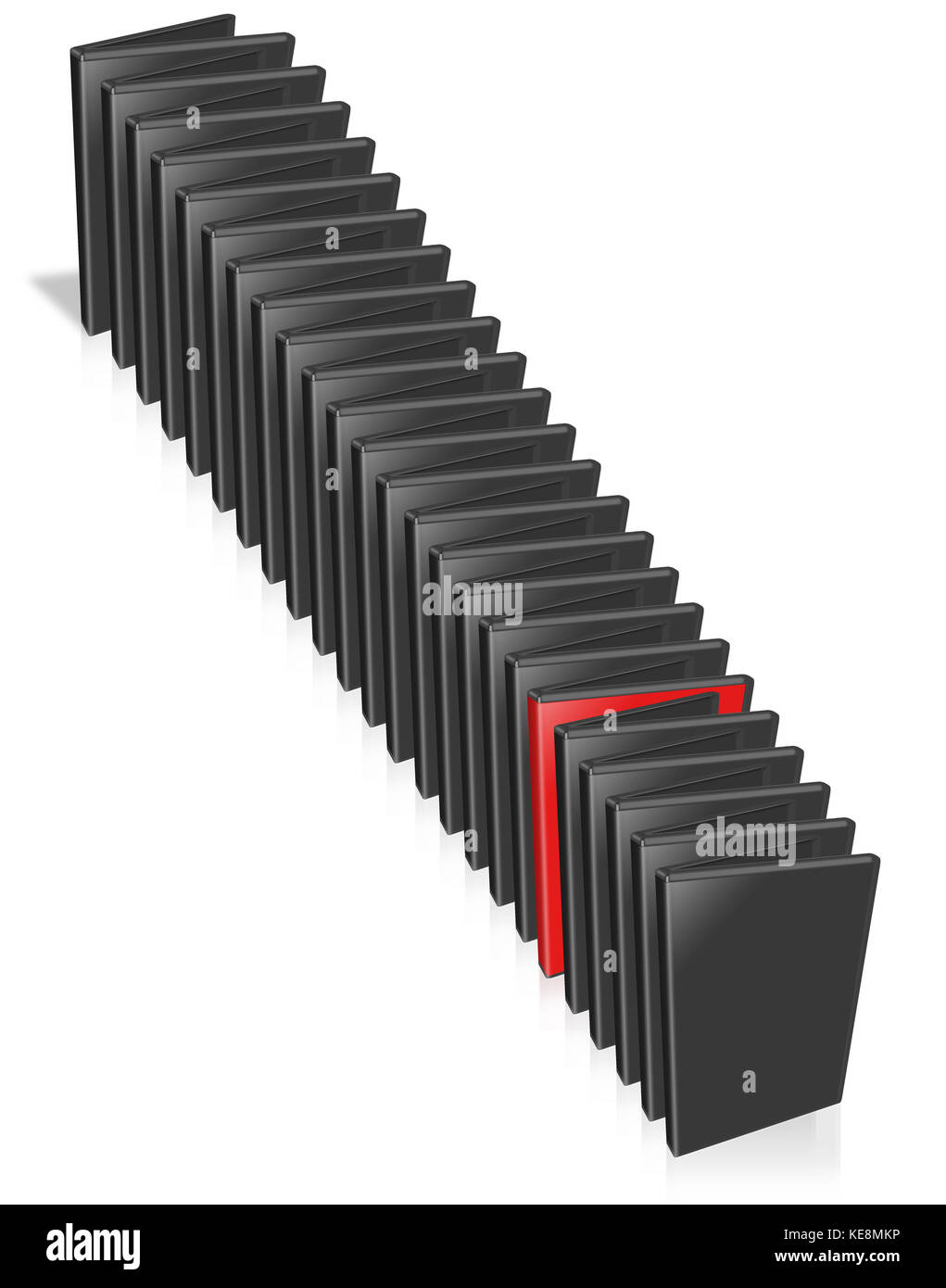Many DVD Case, Only One Red. Isolated on white Stock Photo - Alamy