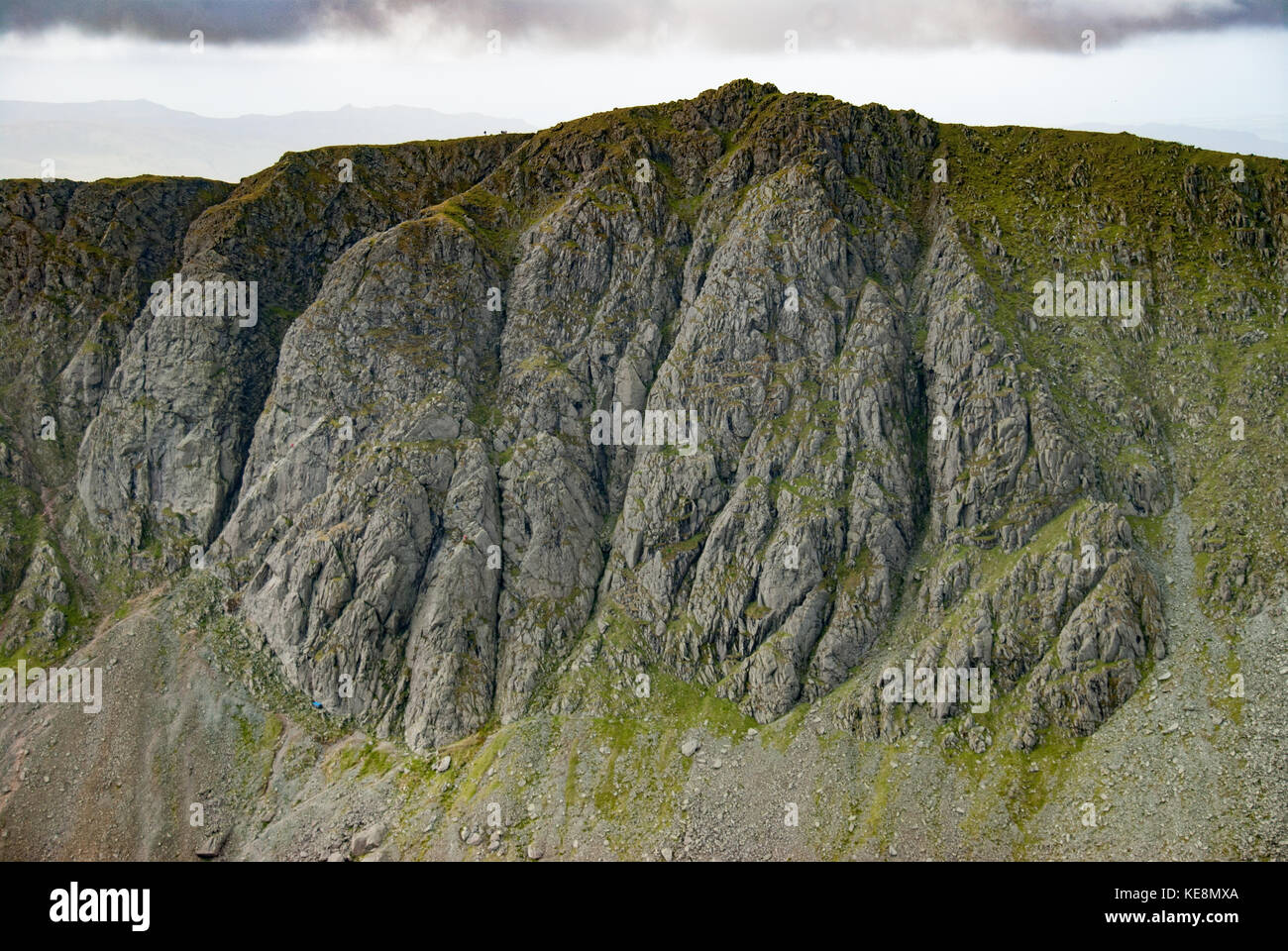 Dow Crag cliffs from summit of Coniston Old Man, Lake District National ...