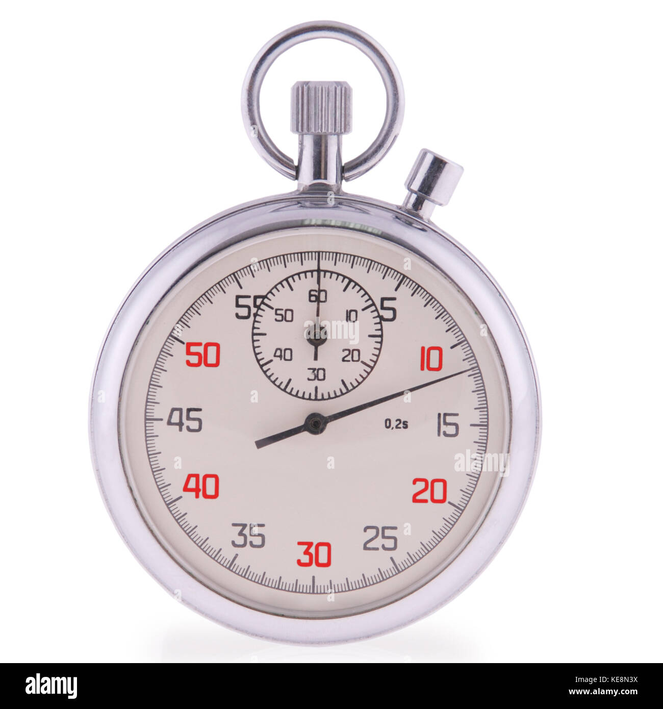 Old analog stop watch in white. Clipping path included Stock Photo - Alamy