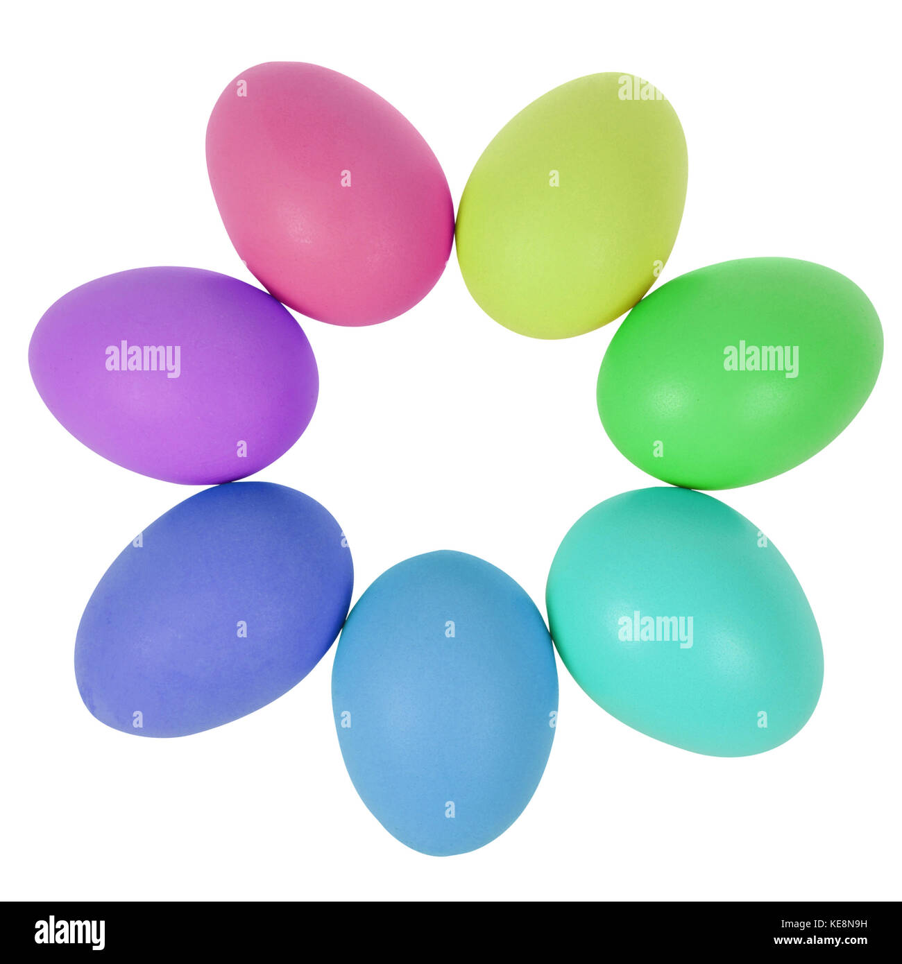 Seven easter eggs in circle. On white, clipping path inside Stock Photo ...