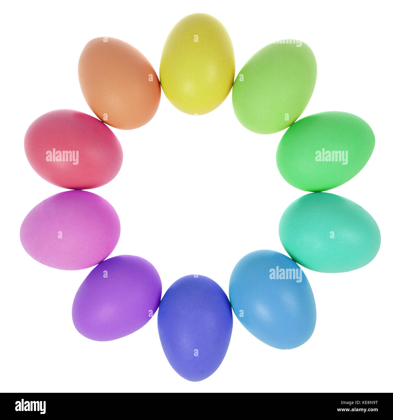 Ten easter eggs in circle. On white, clipping path inside Stock Photo ...