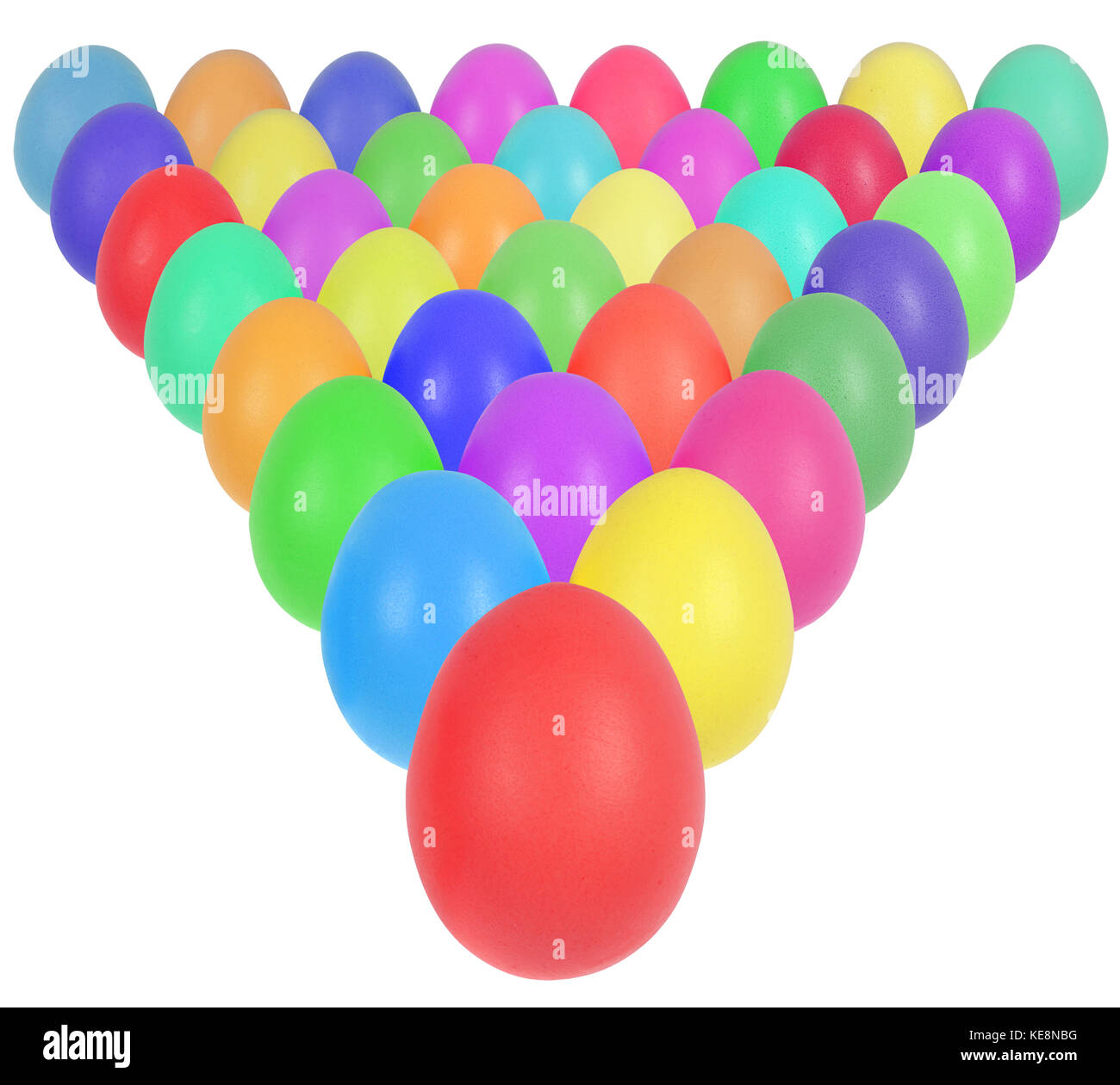 Easter eggs in triangle. On white, clipping path inside Stock Photo - Alamy