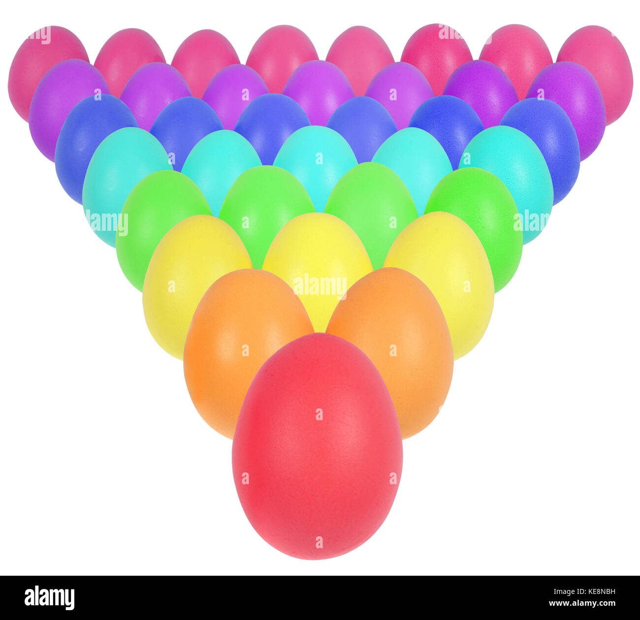 Easter eggs in triangle. On white, clipping path inside Stock Photo - Alamy