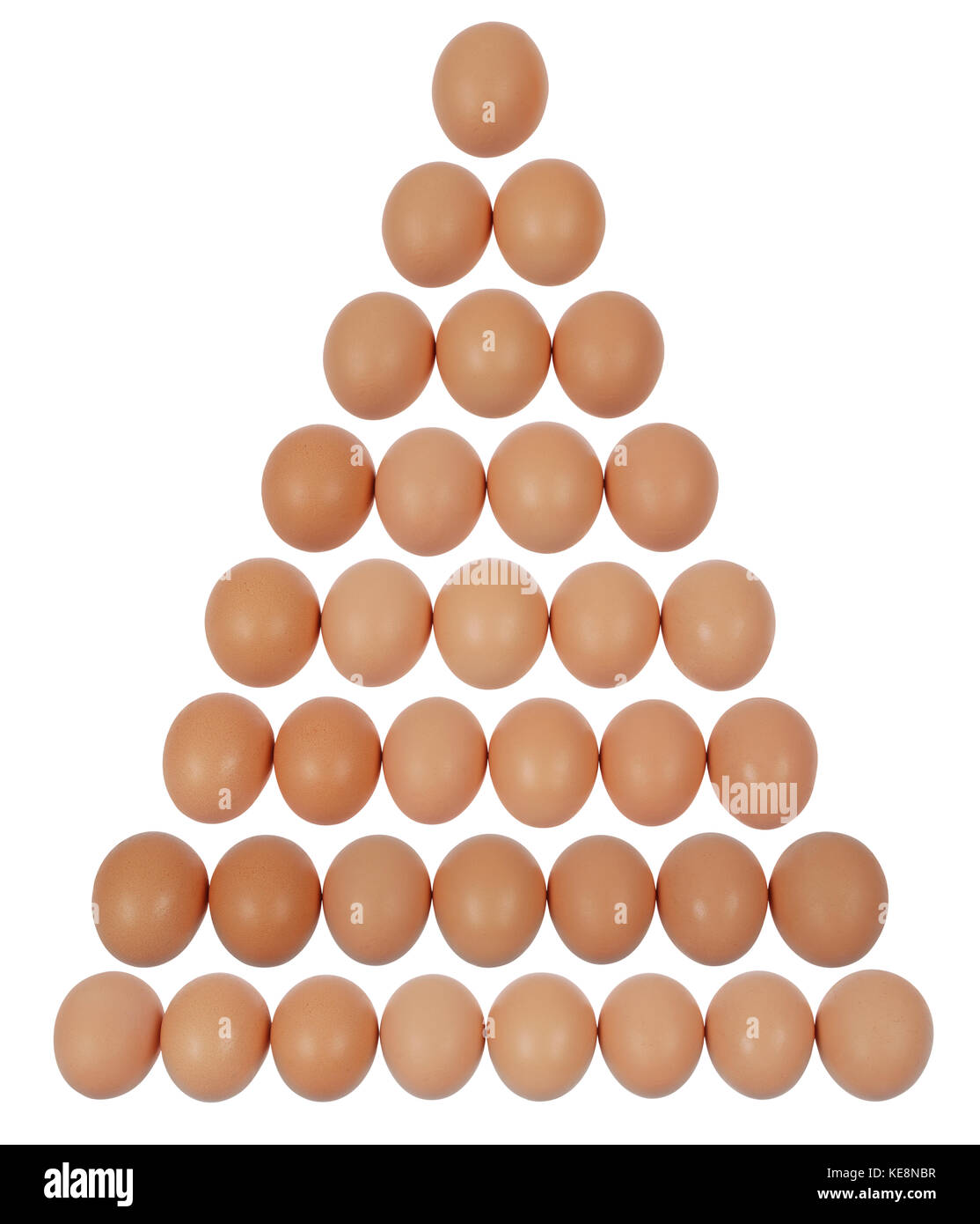 Eggs in row. Isolated on a white background Stock Photo - Alamy
