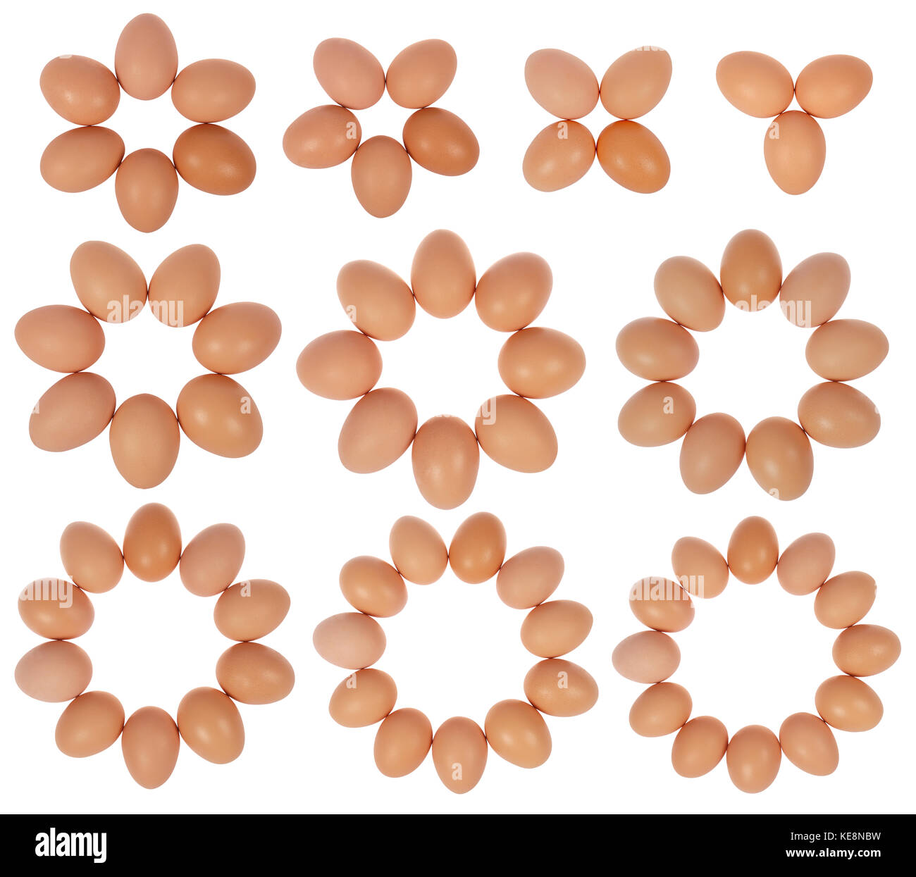 Eggs in circle. Isolated on a white background Stock Photo - Alamy