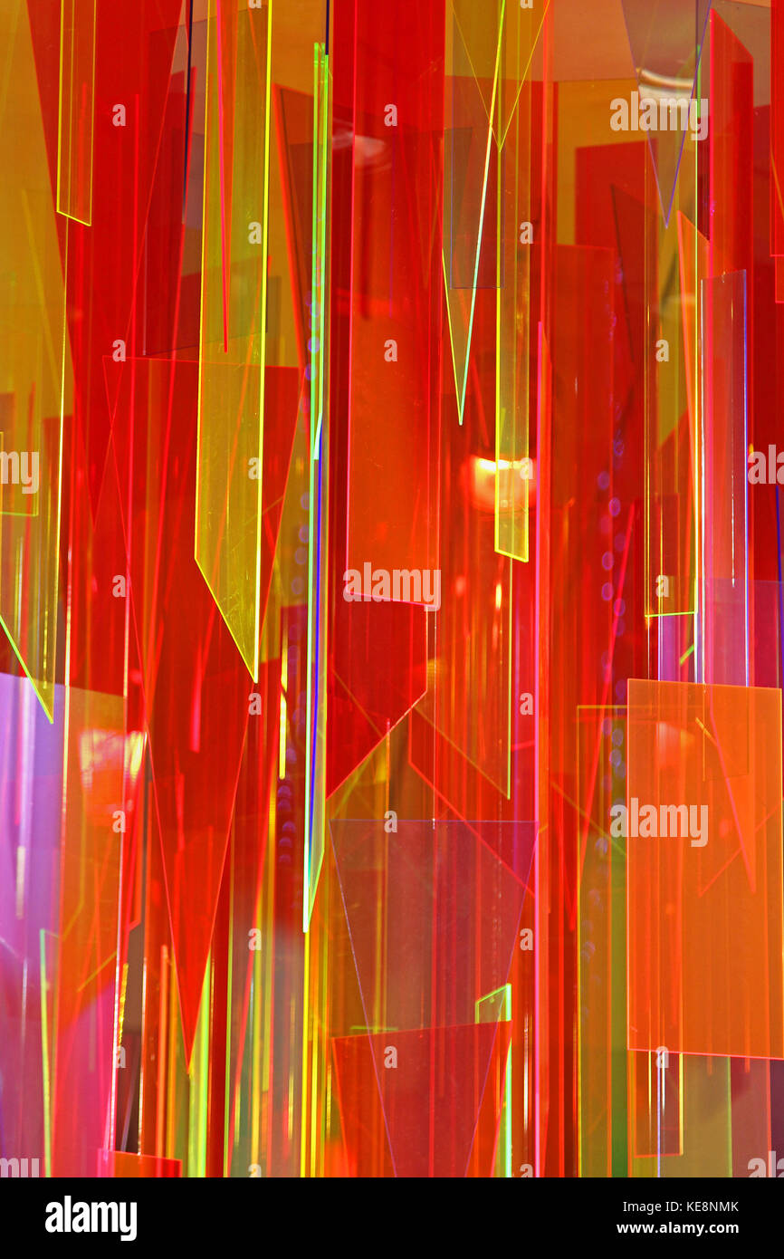 Colorful plastic panels hanging from the ceiling Stock Photo - Alamy