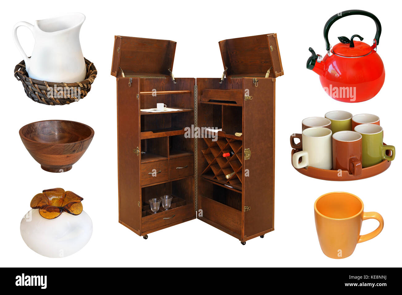 Set of retro kitchenware collection isolated on white background Stock ...