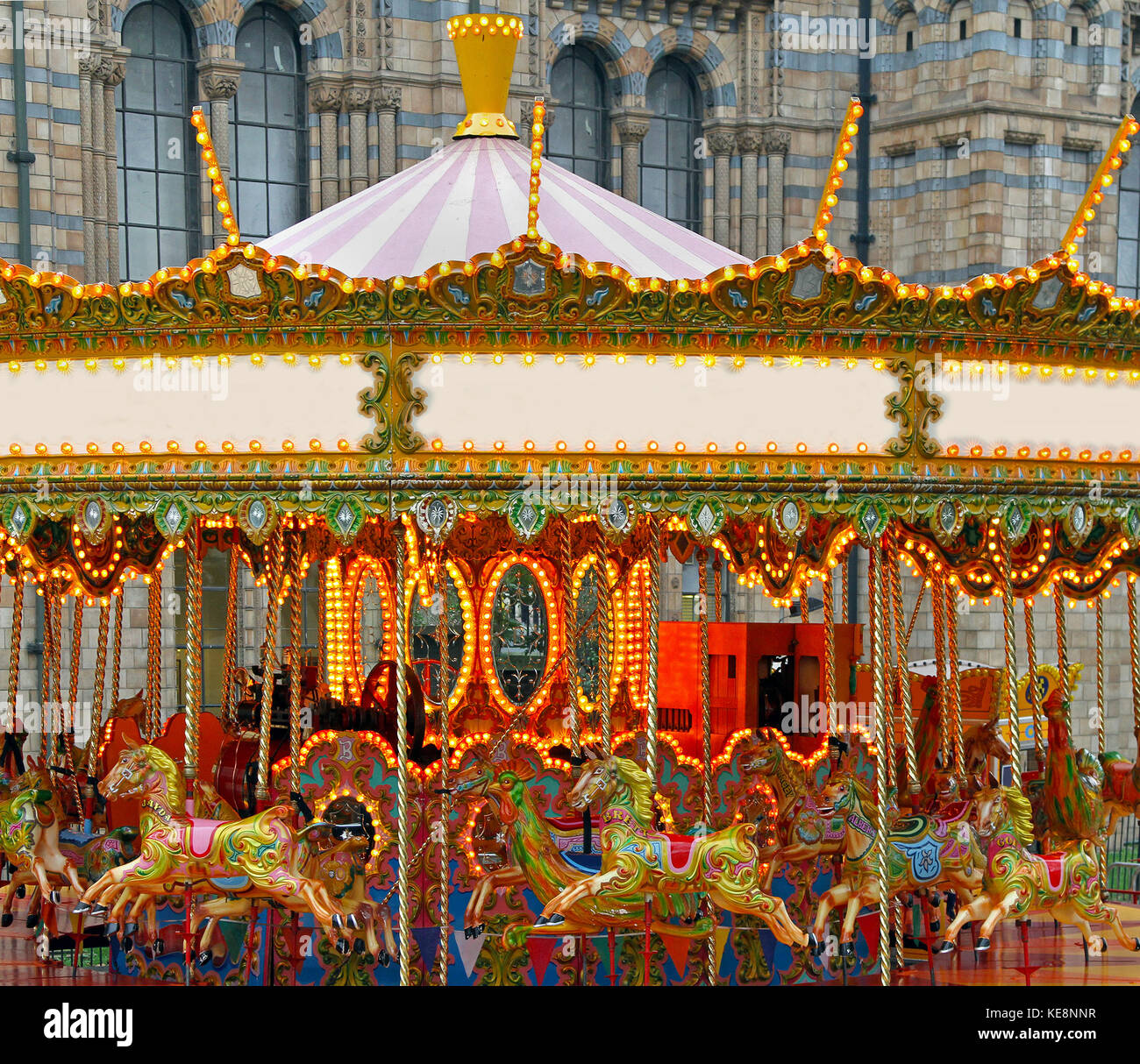 Vintage colorful carousel carnival merry go round Stock Photo - Alamy