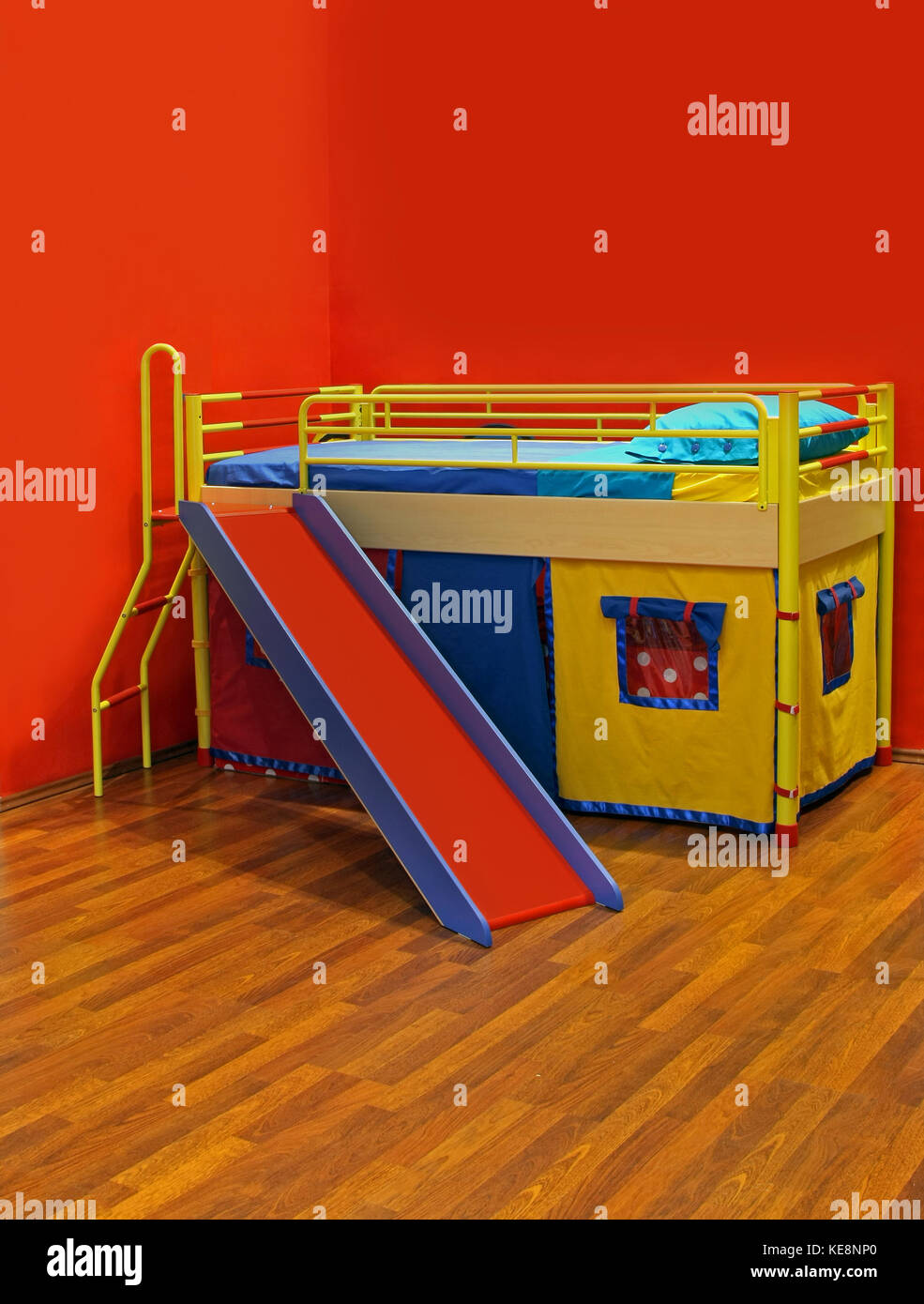 Modern bed furniture with sledge on the side inside child bedroom ...