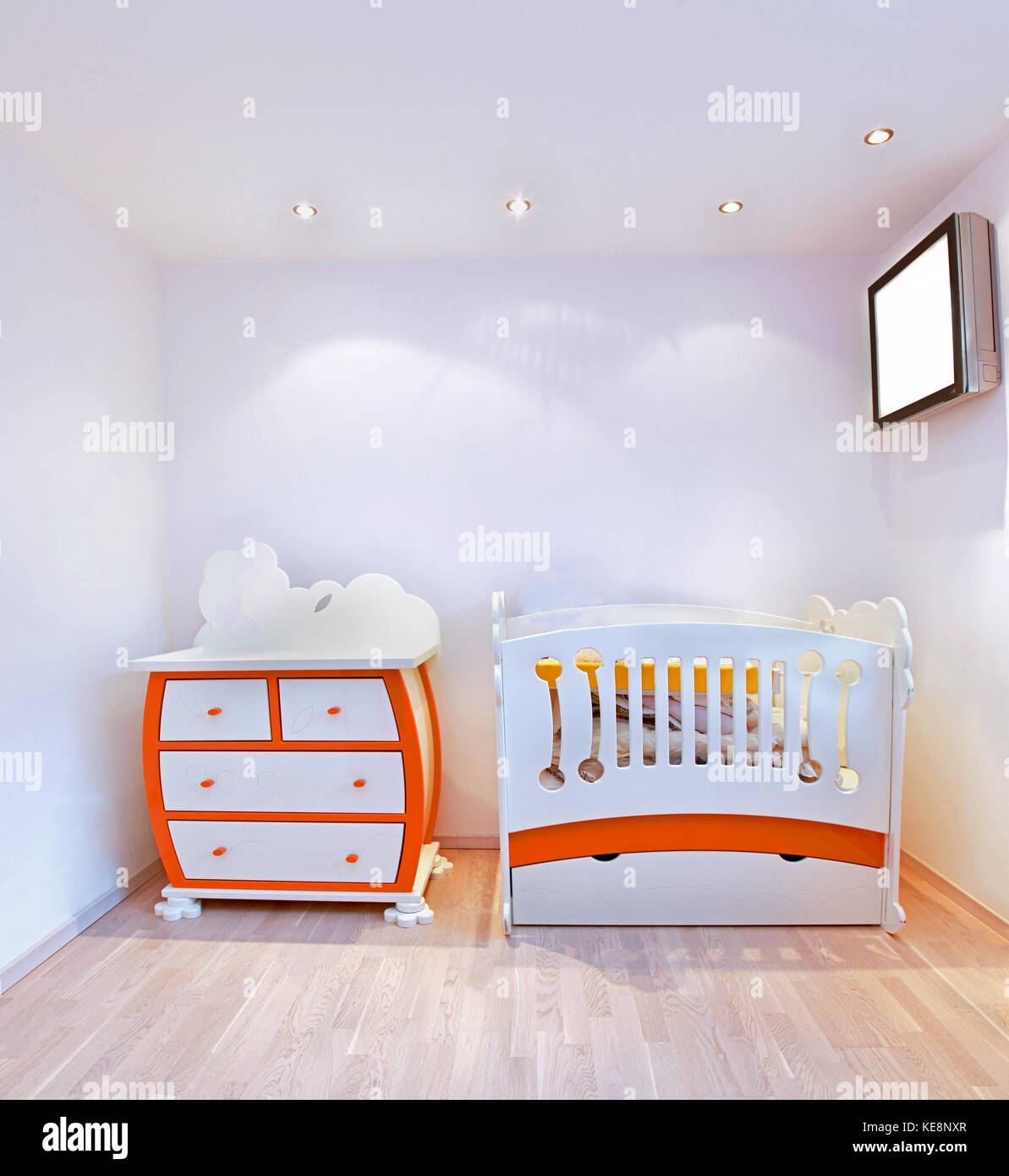 Detail of nursery room interior with small crib Stock Photo - Alamy