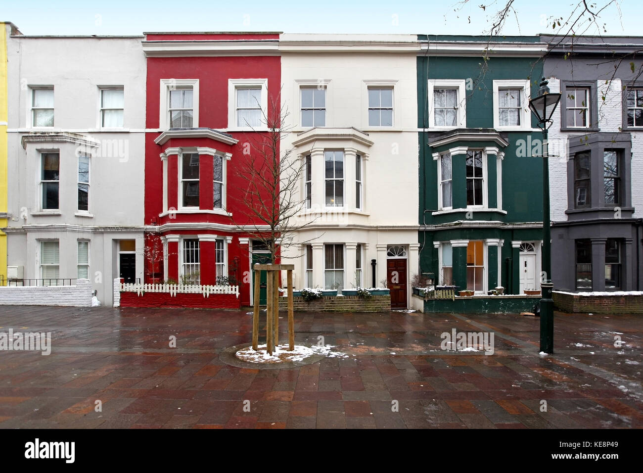 Small London street with colorful houses architecture Stock Photo - Alamy