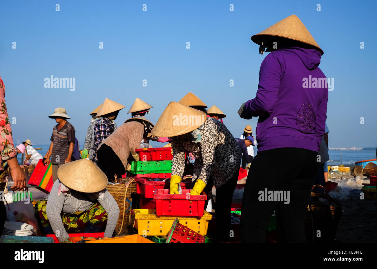 Long Hai beach, Ba Ria Vung Tau, Vietnam. Unidentified woman with ...