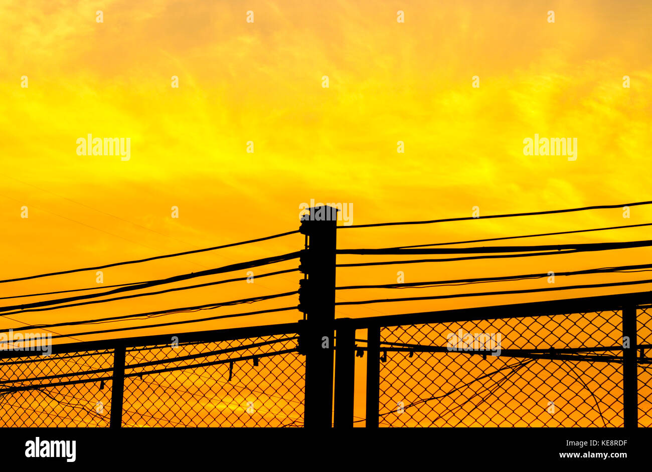 Powerline colorful of sky and clouds background Stock Photo - Alamy