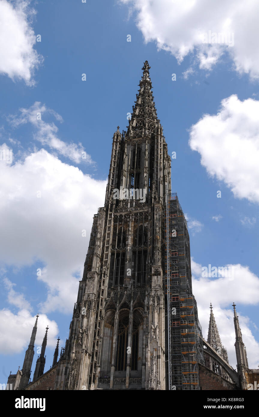 scaffold at steeple of Ulm Minster Stock Photo - Alamy