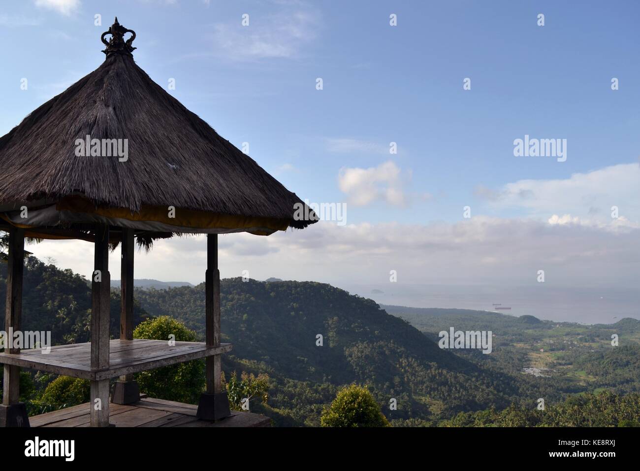 A hut and its magnificent view in Karangasem (taken from Bukit Putung ...