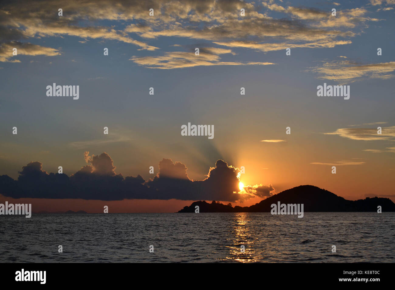 Sunset around Komodo Island, Indonesia. The paradise island famous for ...