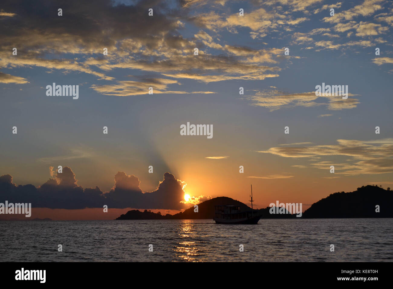 Sunset around Komodo Island, Indonesia. The paradise island famous for ...