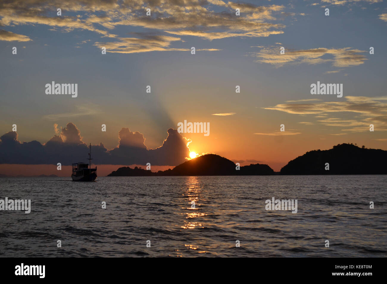 Sunset around Komodo Island, Indonesia. The paradise island famous for ...