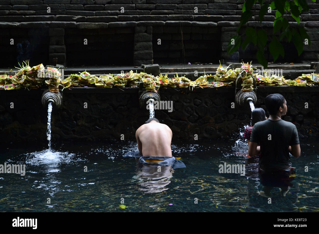 The ritual in one Hindu temple (called pura) in Bali, Indonesia. Pic ...