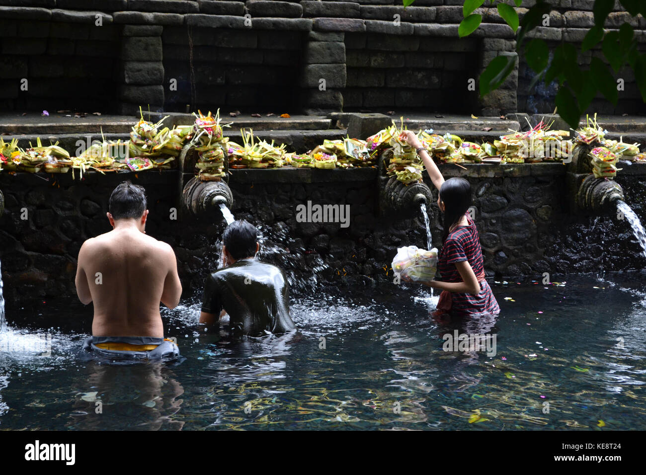 The ritual in one Hindu temple (called pura) in Bali, Indonesia. Pic ...