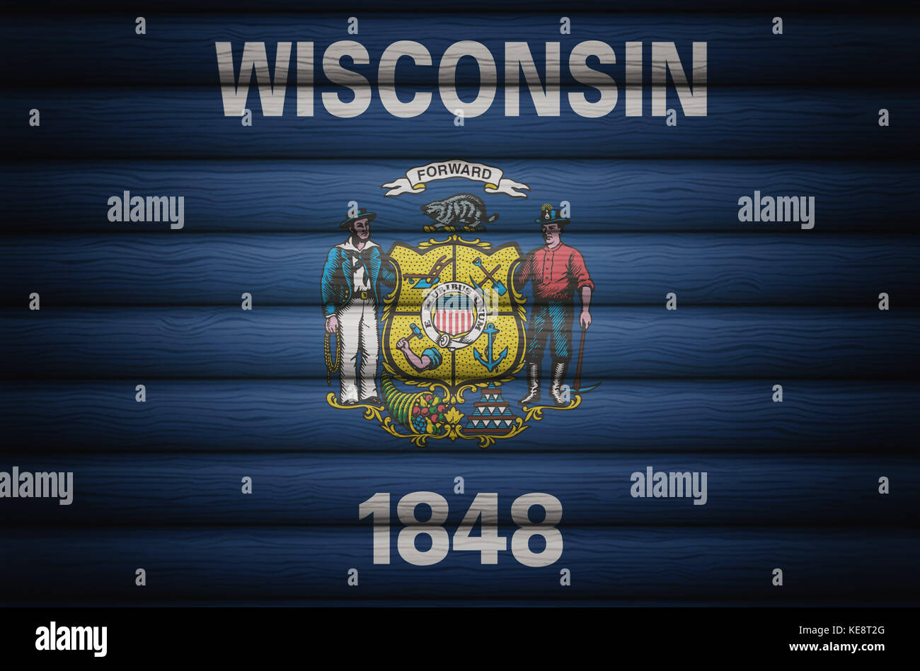 Wisconsin flag, USA, background, texture, blurred image, dirty Stock ...