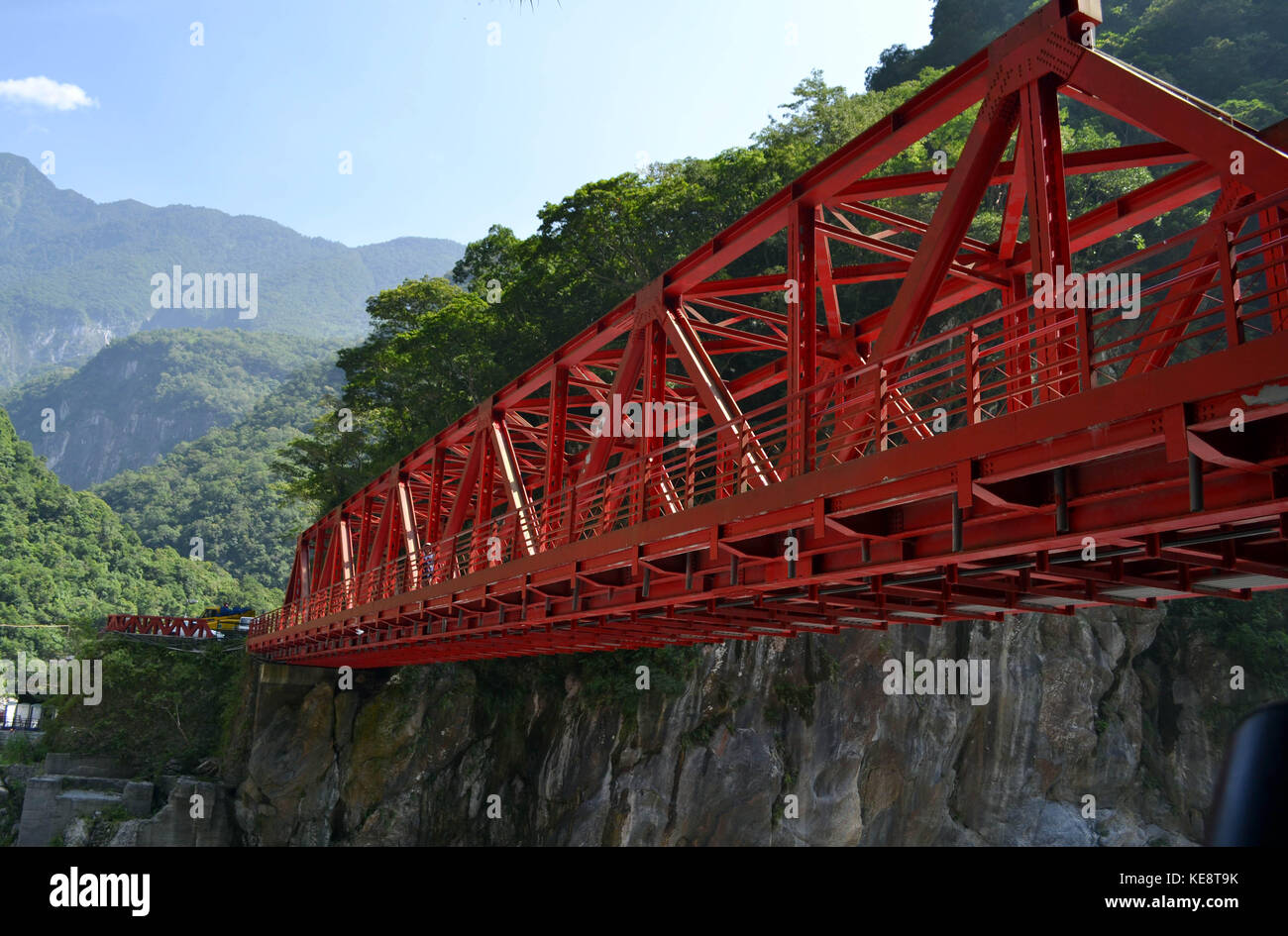 The famous Red Bridge in Taroko National Park, Taiwan Stock Photo - Alamy