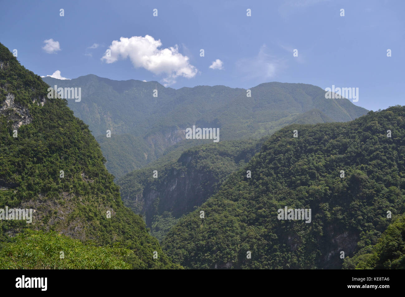 The mountainous and cloudy Taroko National Park in Taiwan (taken in ...