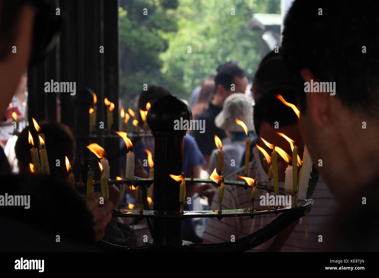 The candles used in a Shinto ritual in a Japanese shrine. Pic was taken ...
