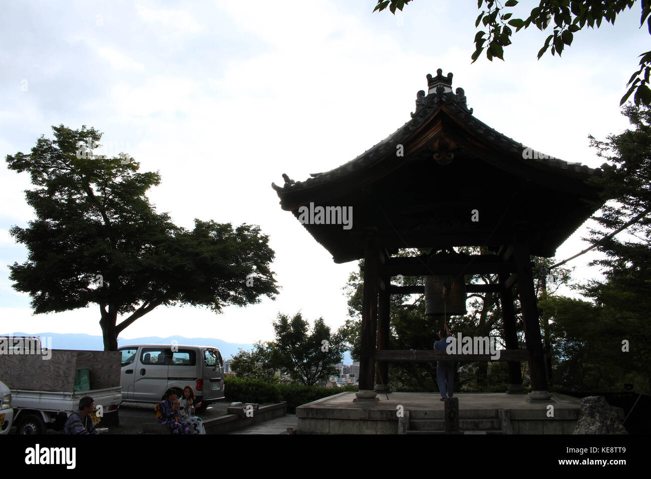 A monk ringing a bell at the Ryozen Kannon Temple in Kyoto. Pic was ...