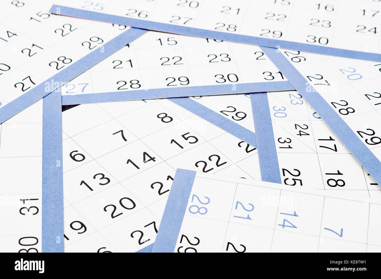 Months and dates show on a calendar page Stock Photo - Alamy