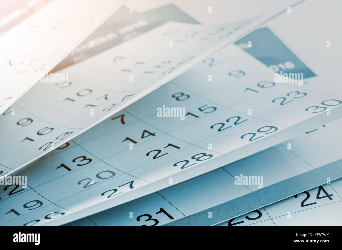 Months and dates shown on a calendar whilst turning the pages Stock ...