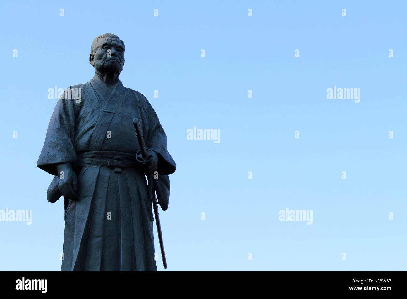 The public statue of a Japanese warrior in a public park. Taken in ...