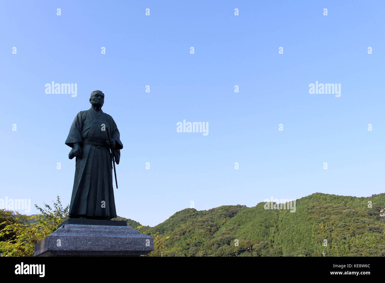 The public statue of a Japanese warrior in a public park. Taken in ...