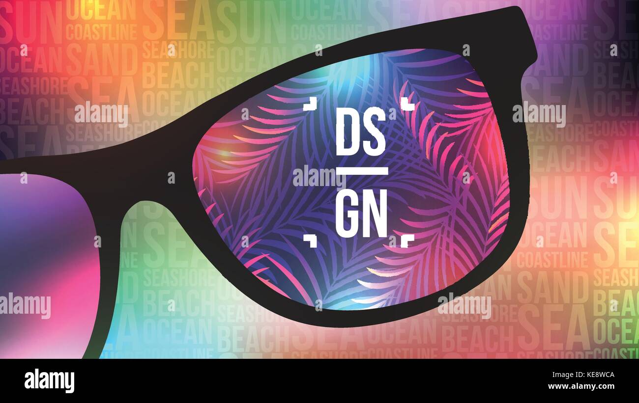 Summer Beach Party Flyer Design with Sunglasses on Blurred Background ...