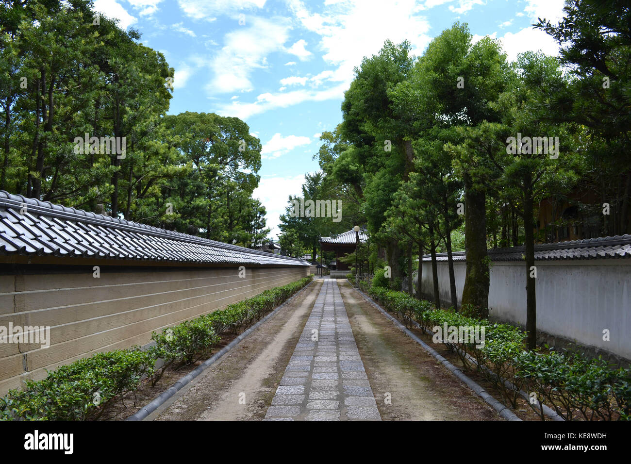 An empty street with Japanese-style gate in Fukuoka, Japan. Pic was ...