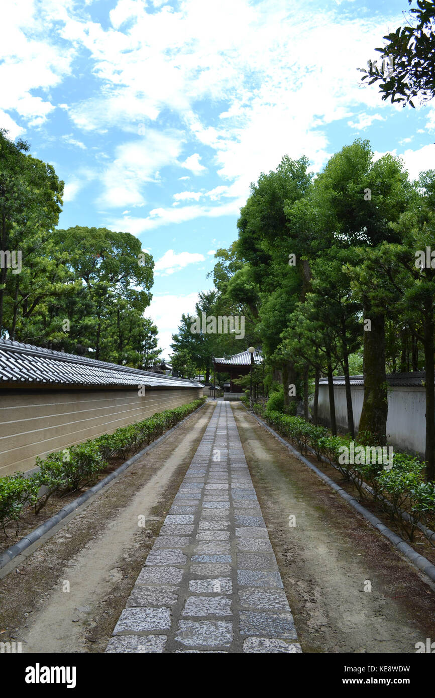 An empty street with Japanese-style gate in Fukuoka, Japan. Pic was ...